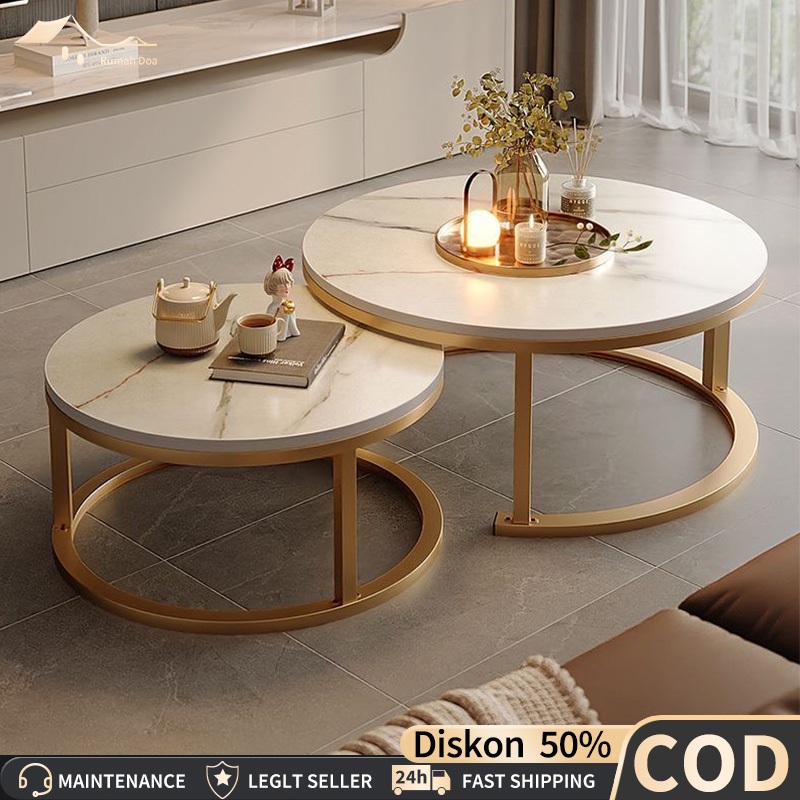 Jual COD Meja Tamu Meja Kopi 2-In-1Meja Motif Marble Minimalis Meja ...