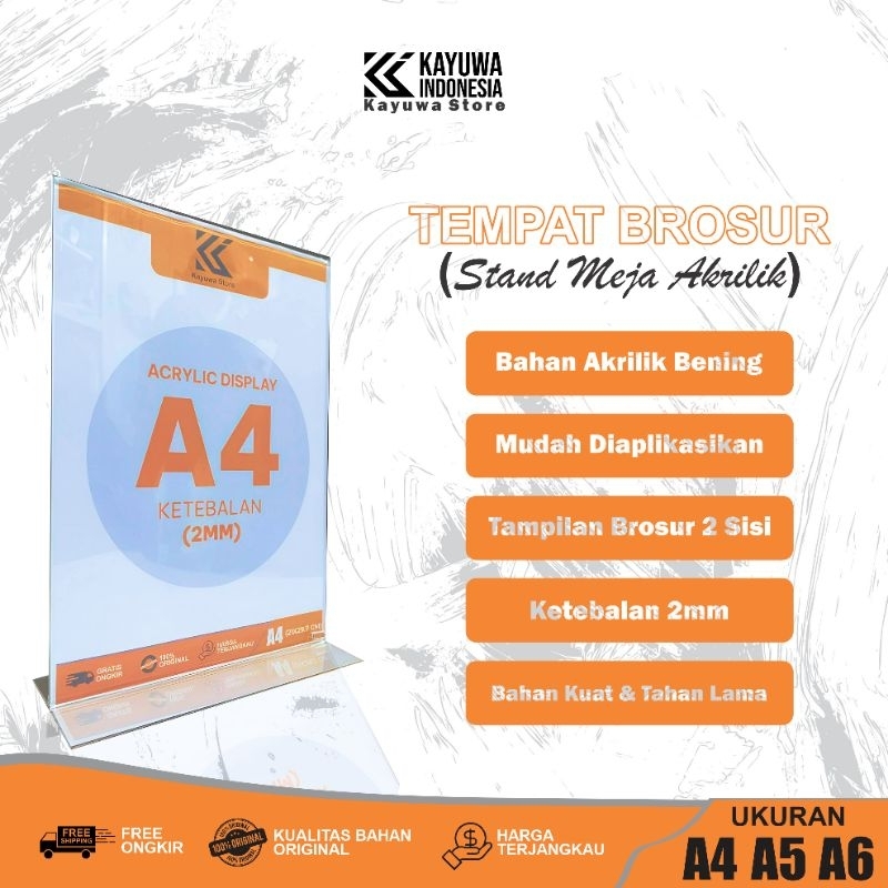 Jual TEMPAT BROSUR A4 AKRILIK / STAND MEJA AKRILIK / STAND QR BARCODE ...