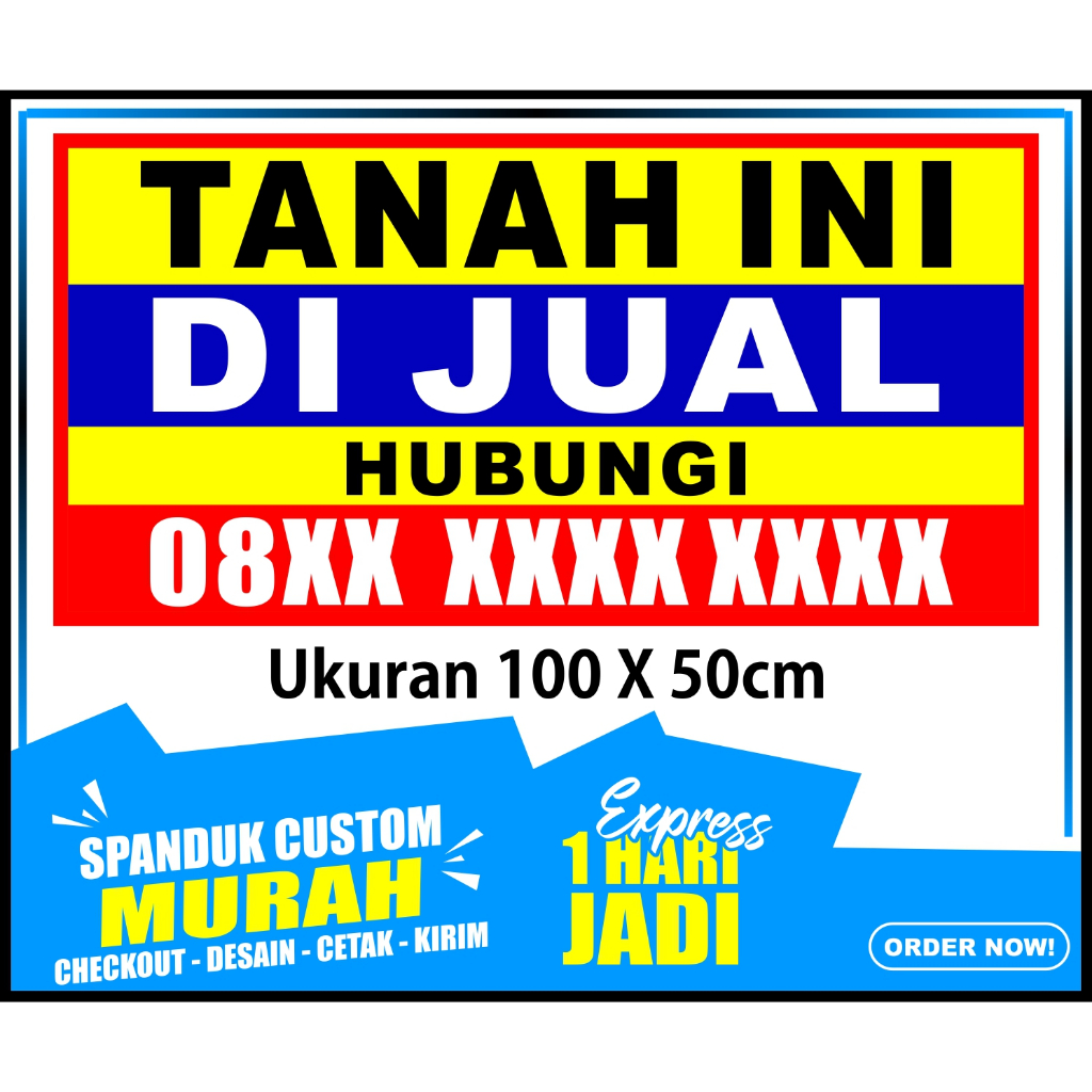 Jual Banner TANAH DI JUAL, Spanduk TANAH DIJUAL ukuran 100x50 / Banner ...