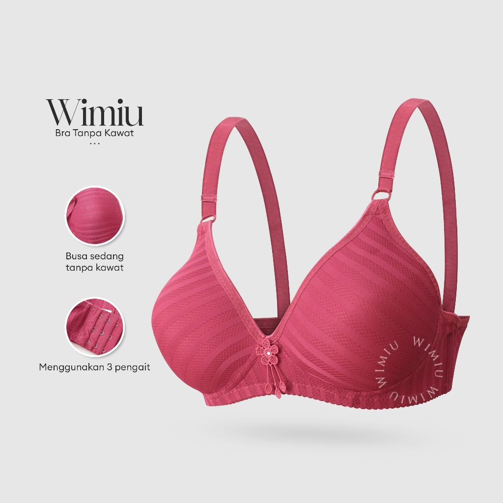 Jual Wimiu BH Bra Wanita BH Tanpa Kawat Busa Tipis Motif Garis Jaring ...