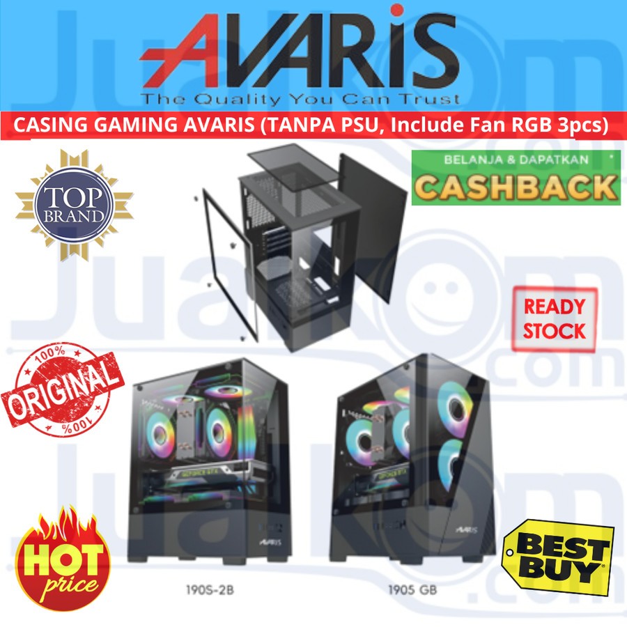 Jual NEW Casing PC Gaming Case AVARIS Free 3 Fan RGB RBU | Shopee Indonesia
