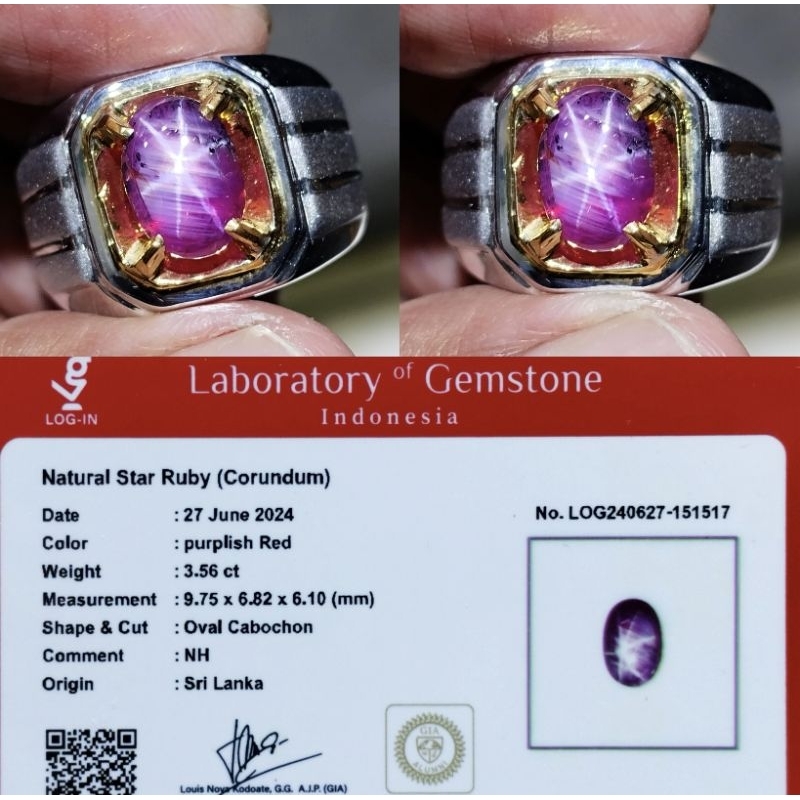 Jual Cincin permata 3.56ct natural ruby star srilanka No heat NH | Shopee Indonesia