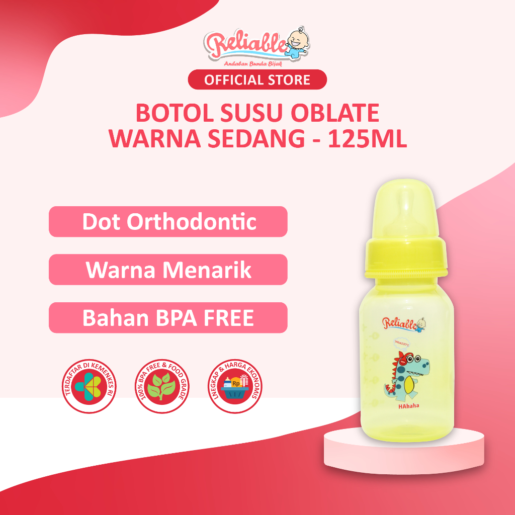 Jual Reliable Botol Susu Bayi Warna Dot Gepeng Oblate - 125 ml | Shopee ...