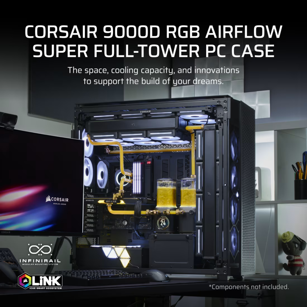 Jual CORSAIR ICUE LINK 9000D RGB AIRFLOW BLACK SUPER FULL TOWER PC CASE ...