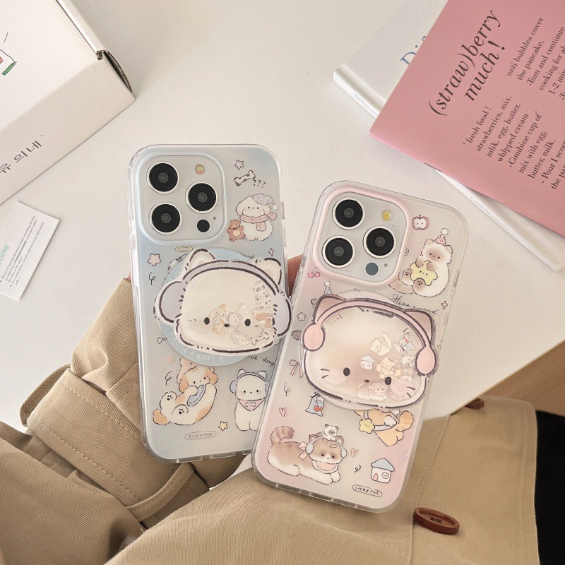 Jual GLEAMSWEAR.ID | BLUE AND PINK CAT PUPPY MAGSAFE POPSOCKET CASE ...