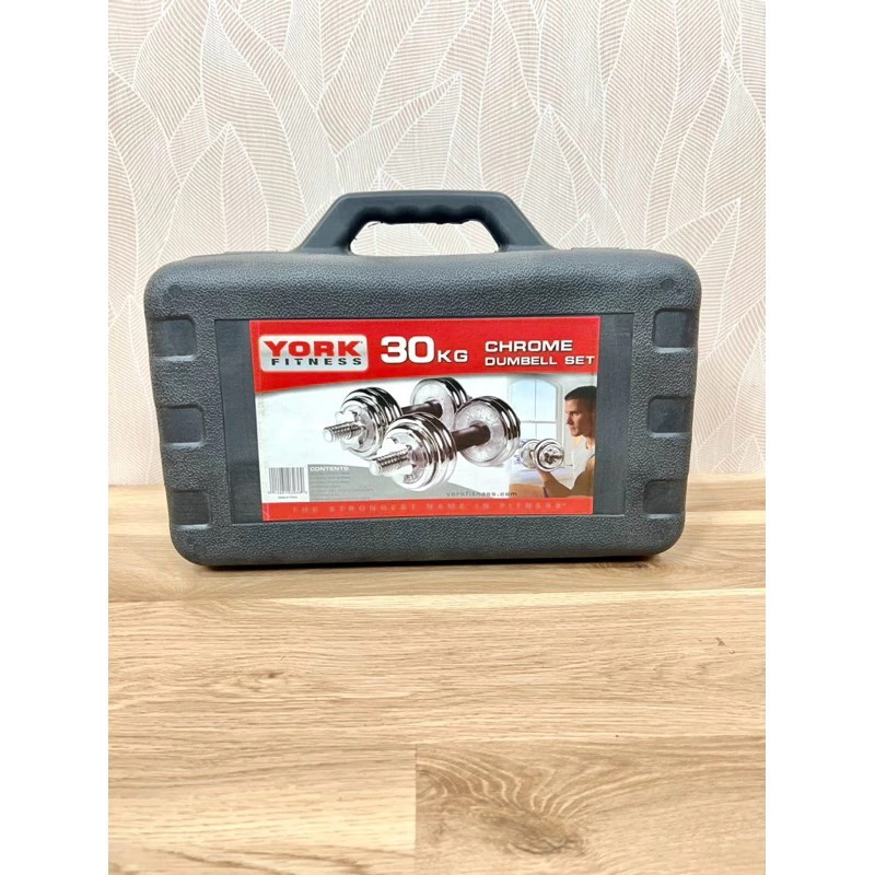 Jual Dumbell York 30kg Chrome / Barbel 30kg / Dumbel Set 30 kg | Shopee ...