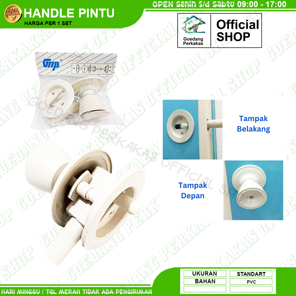 Jual Handle Pintu Kamar Mandi Grendel WC Bahan Pvc Tebal Tarikan Pintu ...