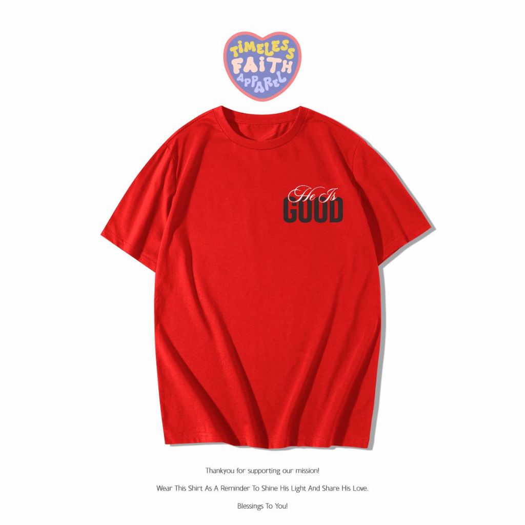 Jual Kaos Rohani Kristen / Katolik - He Is Good (Merah) | Shopee Indonesia