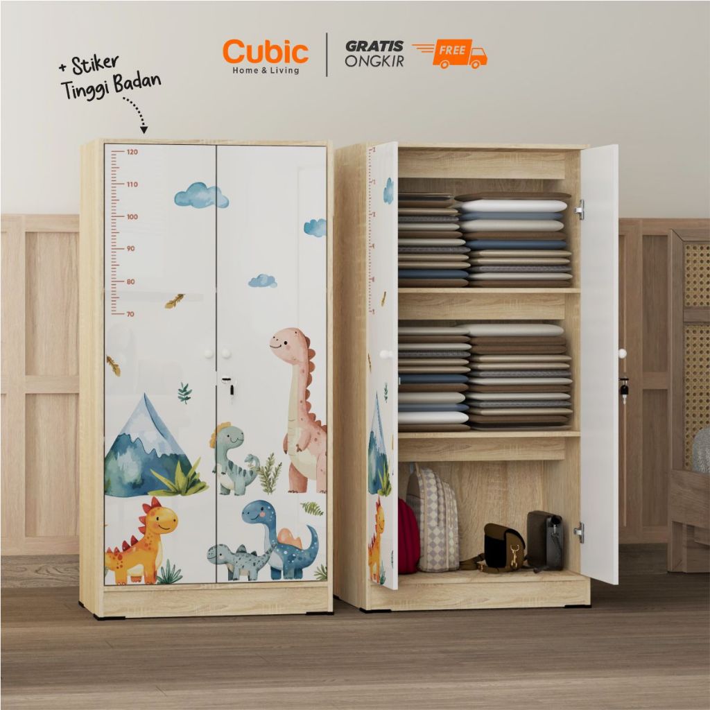 Jual Cubic Lemari Kecil Bergambar / Almari Pakaian 2 Pintu / LUNA BL ...