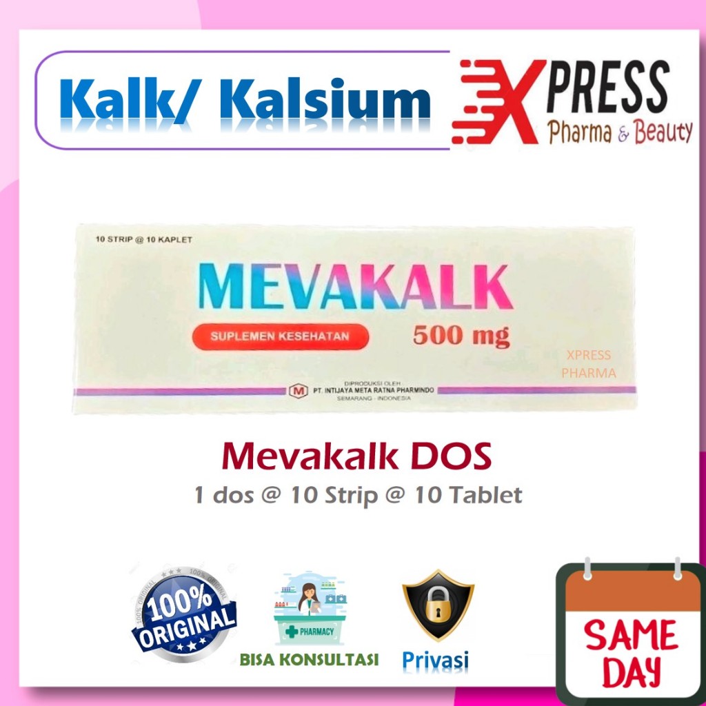 Jual ⚡XPRESS⚡ DOS MEVAKALK isi 10 strip @ 10 tablet Kalsium Kalk ...