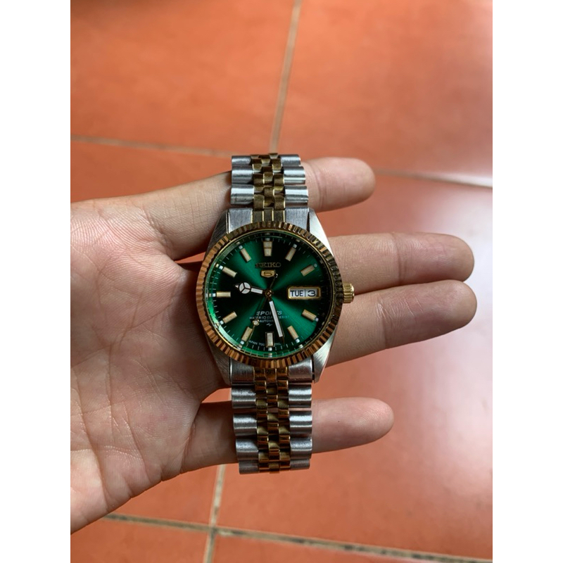 Jual Seiko MOD President Syle Dual Tone Green Gold | Shopee Indonesia