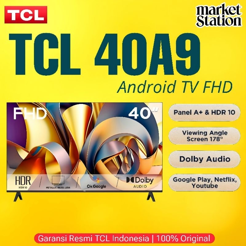 Jual Smart Android TV TCL 40 Inch 40A9 Bezelless Android 11 Digital TV ...