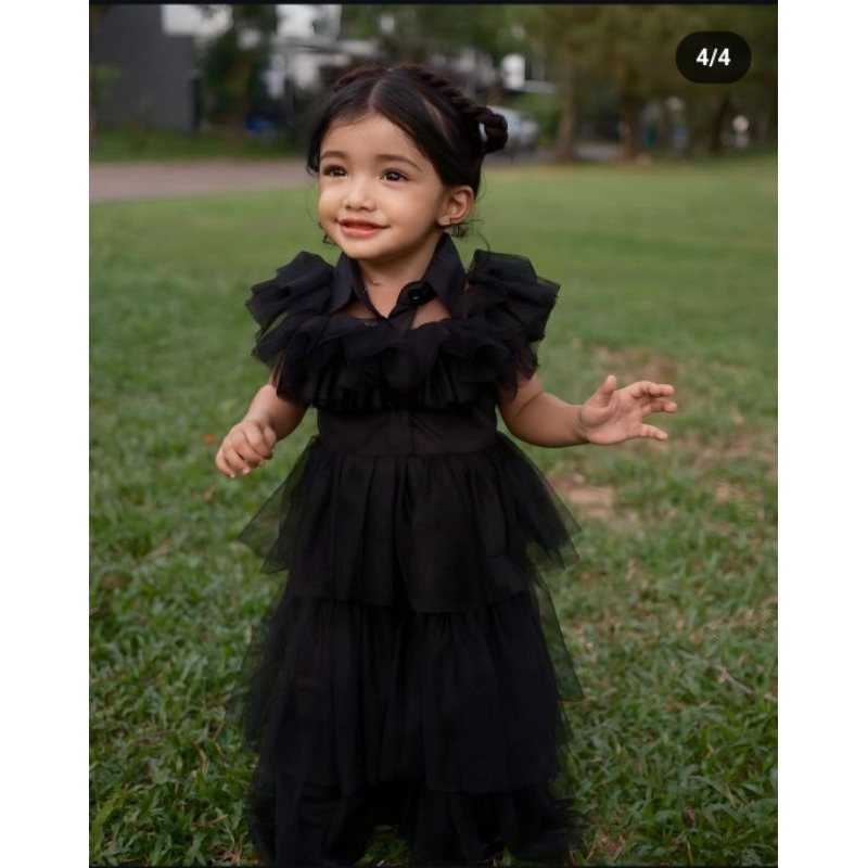 Jual Dress Wednesday addams Costume dress Anak perempuan dress party ...