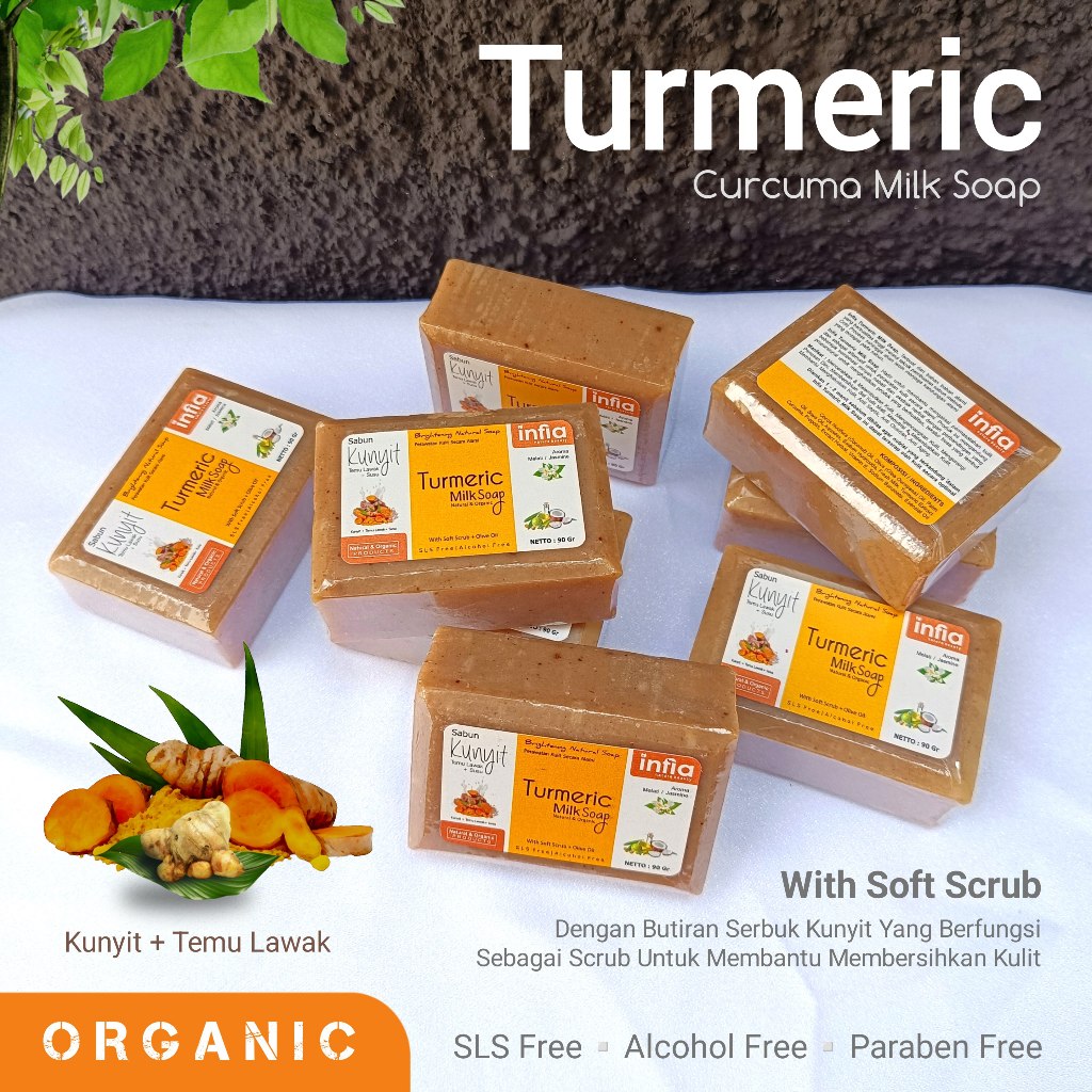 Jual Turmeric Curcuma Milk Soap Bar plus Olive Oil - INFIA Sabun Alami ...