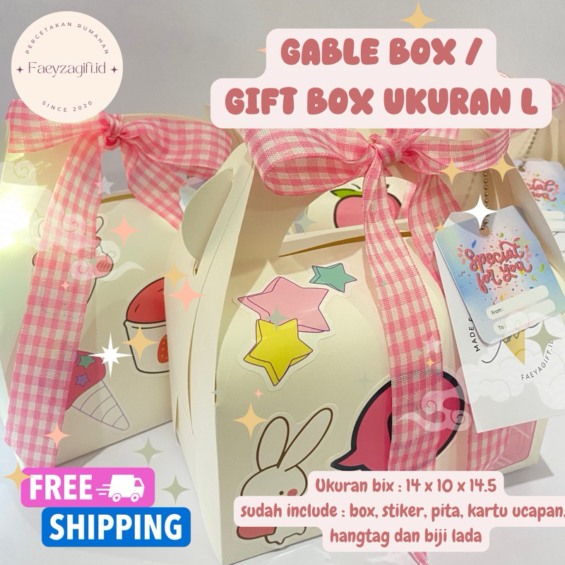 Jual (HANYA BOX & AKSESORIES) (L) gift box / gable box / box hampers ...