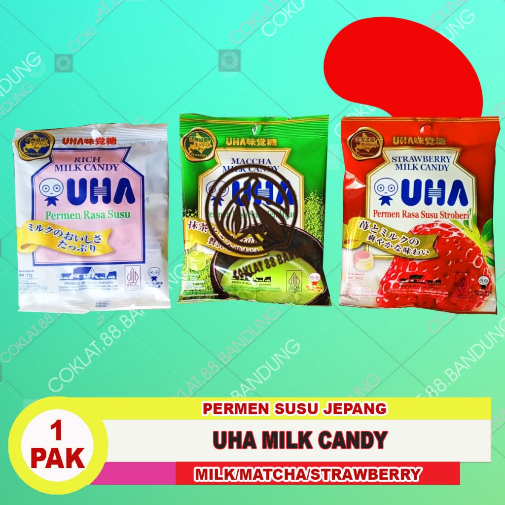 Jual UHA MILK CANDY 51 GR, UHA MATCHA MILK CANDY 42GR, PERMEN SUSU JEPANG UHA STRAWBERRY ...
