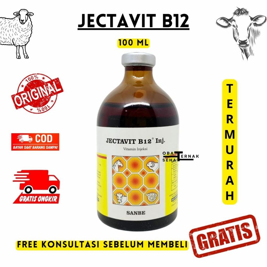 Jual JECTAVIT B12 100 ml - Vitamin B12 Sapi Domba Kambing Kuda Babi ...