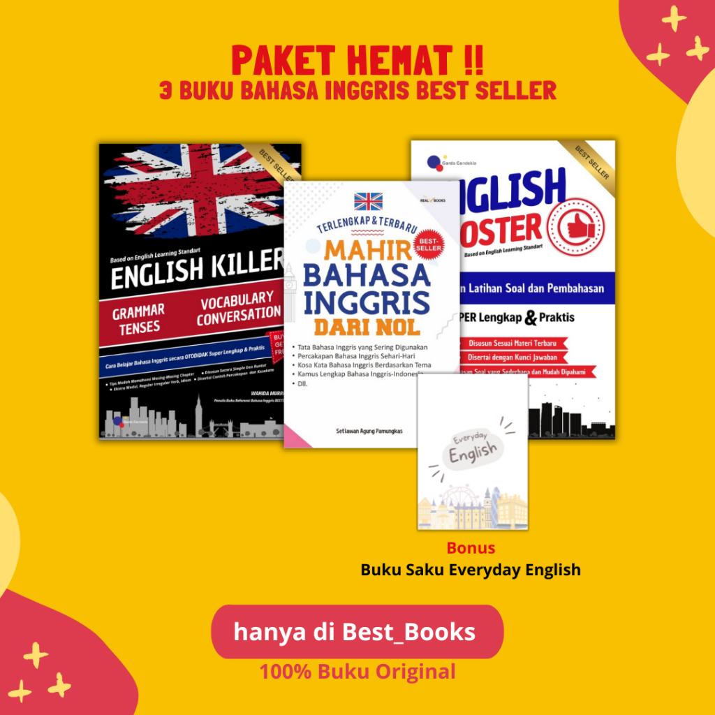 Jual Paket Murah 3 Buku Bahasa Inggris Best Seller - (Mahir Bahasa Inggris Dari Nol + English ...