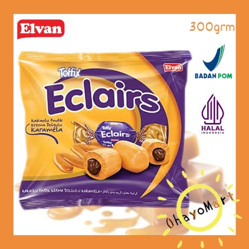 Jual Elvan Toffix eclairs caramel filled hazelnut cream / Permen karamel isi cokelat hazelnut ...