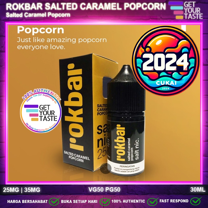 Jual Liquid ROKBAR Salted Caramel Popcorn Salt Nic 30ML Saltnic by ...