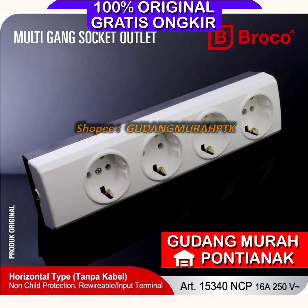 Jual Terminal BROCO Stop Kontak 4 Lubang 15340 NCP Socket 4 Lbg SNI ...