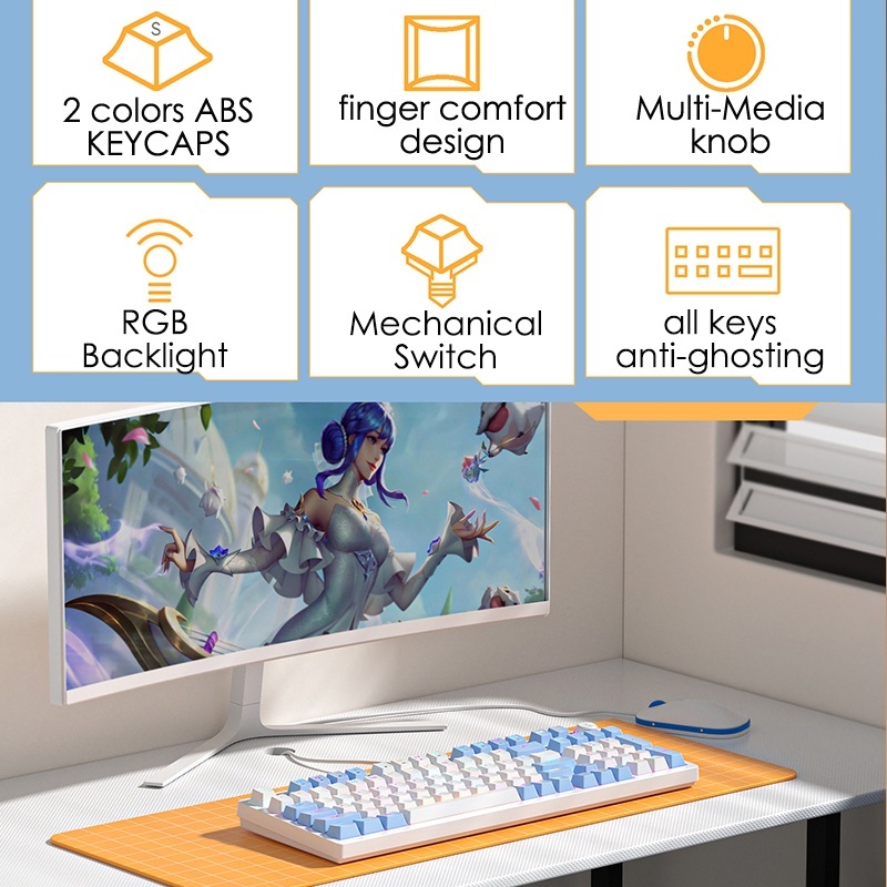 Jual ZIFRIEND ZA981 Keyboard Mechanical Mekanik Biru / Merah Switch ...