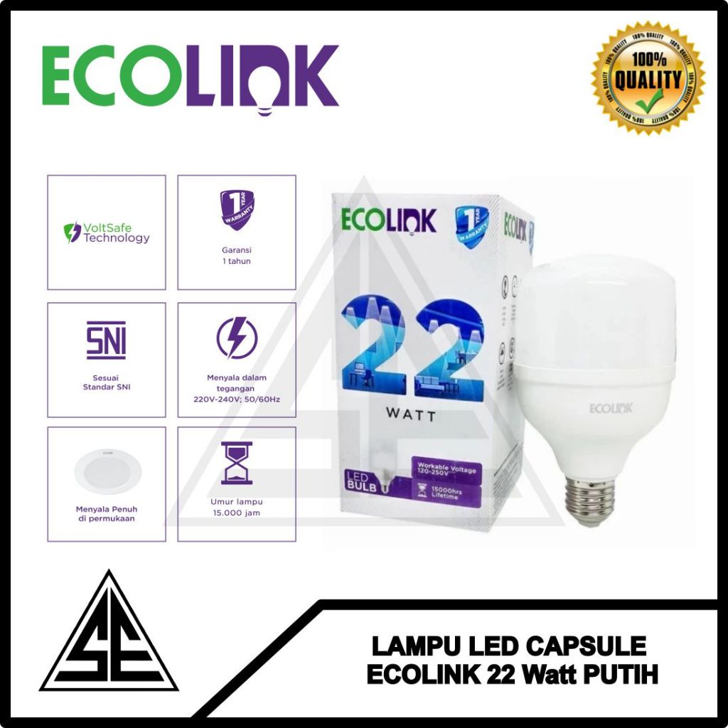 Jual LAMPU LED BULB ECOLINK CAPSULE 22WATT PUTIH | Shopee Indonesia