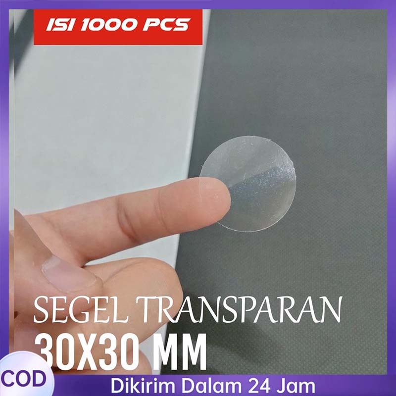 Jual Isi 1000 Sticker Segel Kemasan Vinyl Bulat Polos Bening Transparan ...