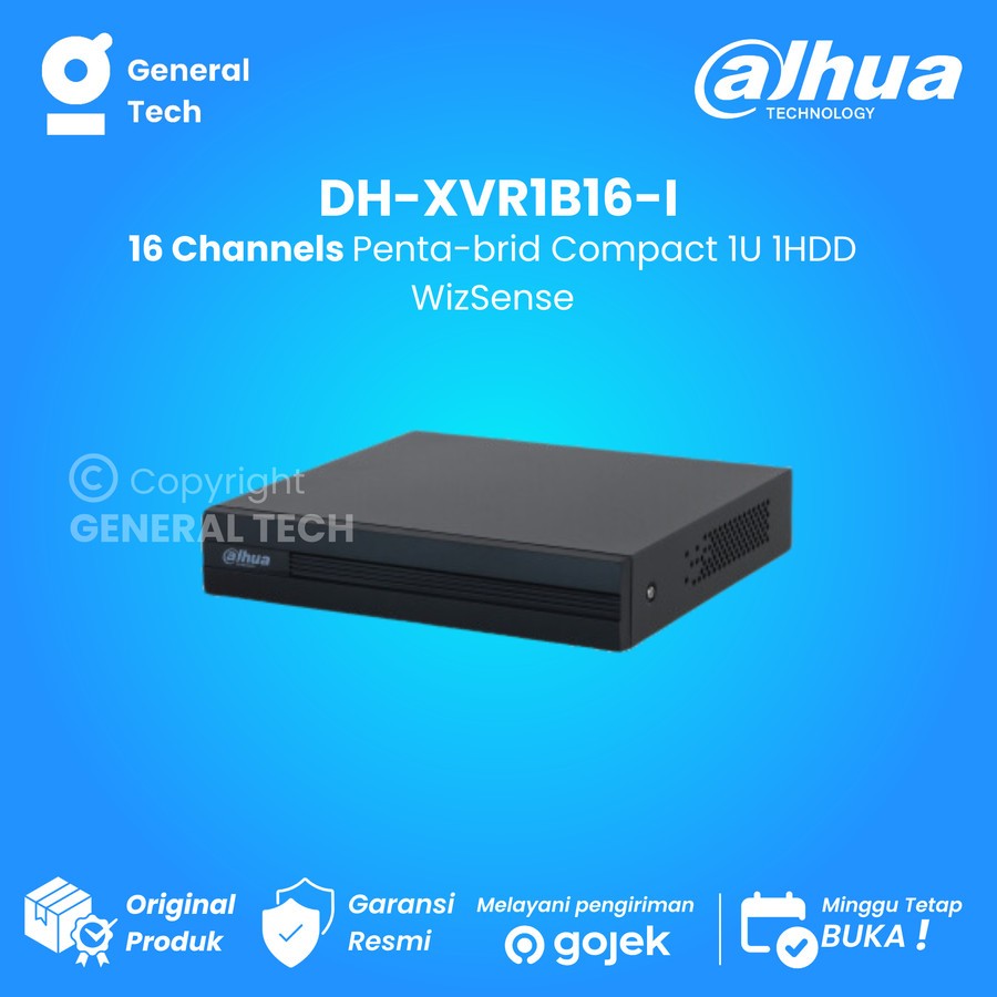 Jual Dahua DVR DH-XVR1B16-I 16 Channels Penta-brid Compact 1U 1HDD Digital Video Recorder ...
