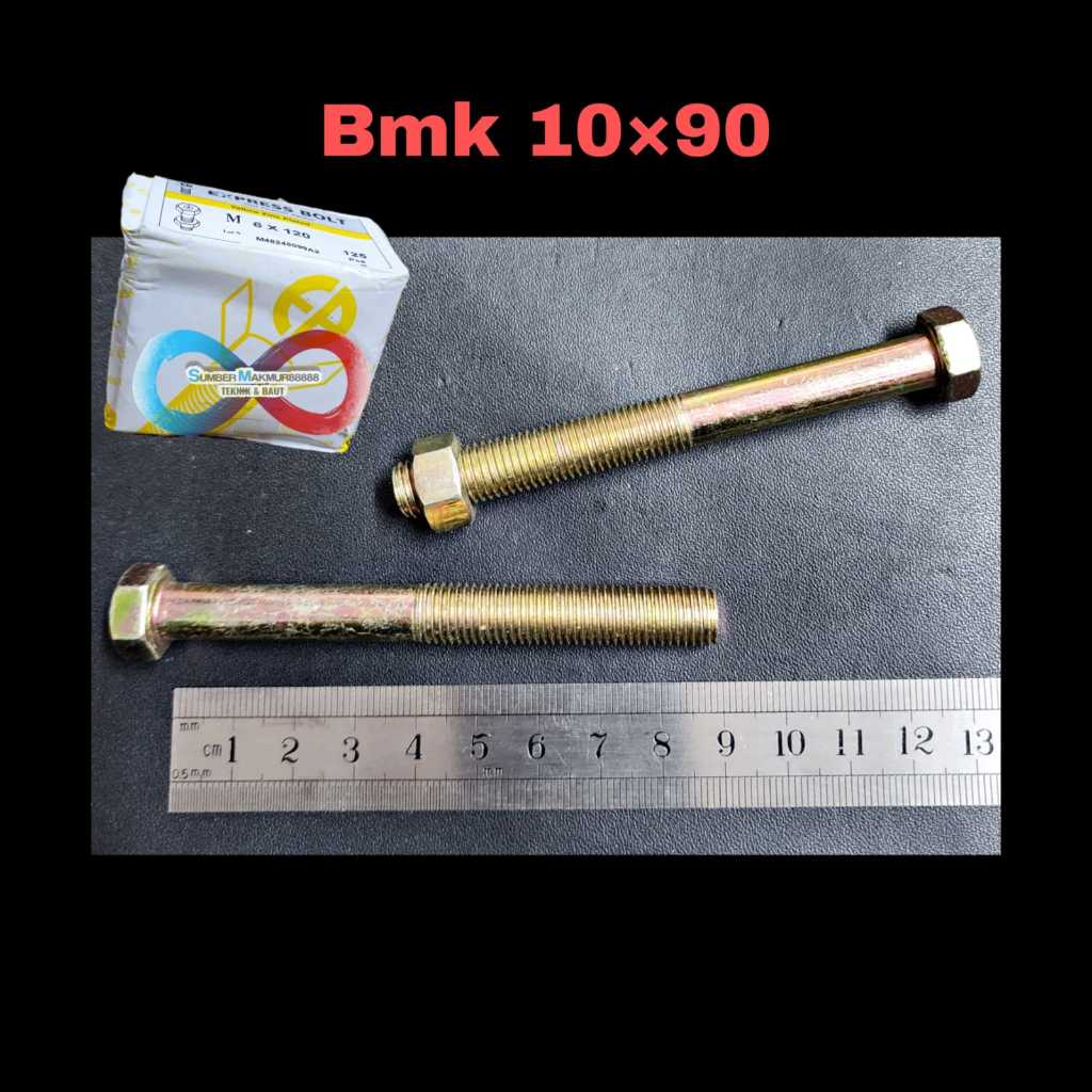 Jual BOX - baut mur kuning / bmk 10×90 ( Isi 75 pcs ) | Shopee Indonesia