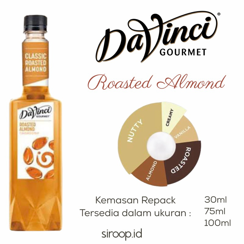Jual Davinci Roasted Almond Syrup Flavour Repack (30ml,75ml,100ml ...