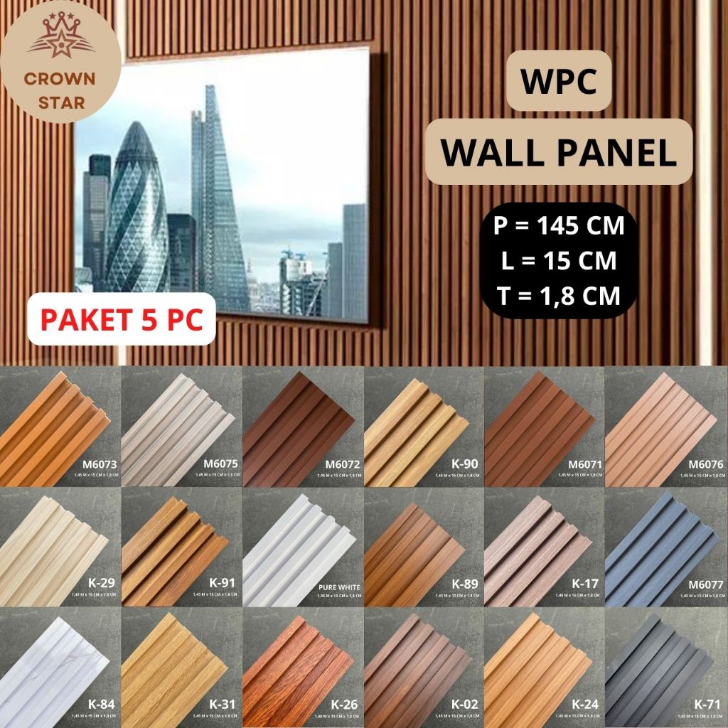 Jual Crown Star - (Paket 5 Batang) WPC Wall Panel 1,5meter x 15cm x 18mm Premium Wood Panel ...