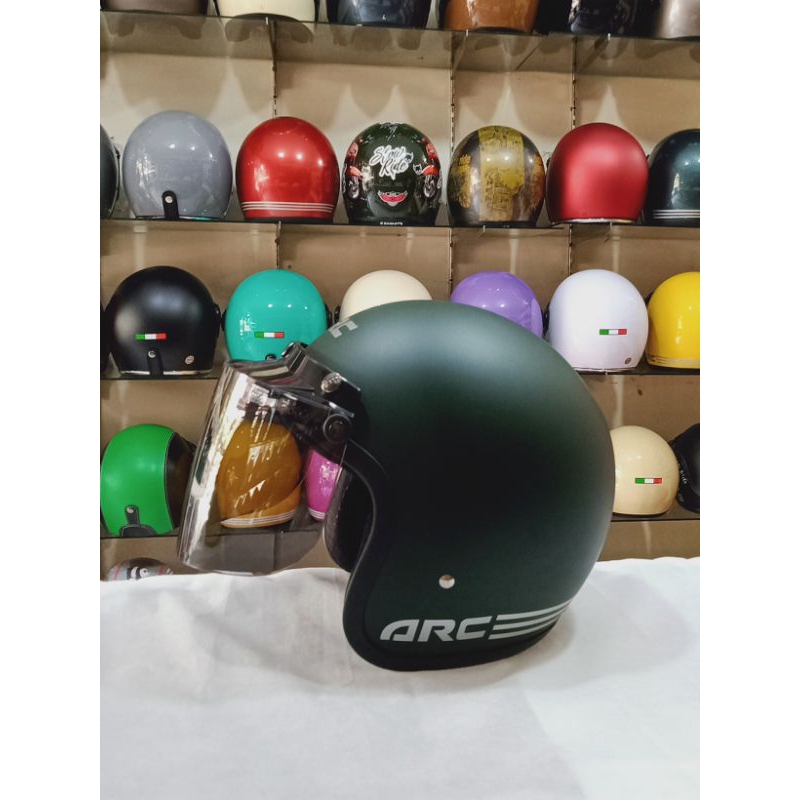 Jual ARC Strip Helm Half Face Warna Hijau Army Doff Berlabel SNI Bisa ...