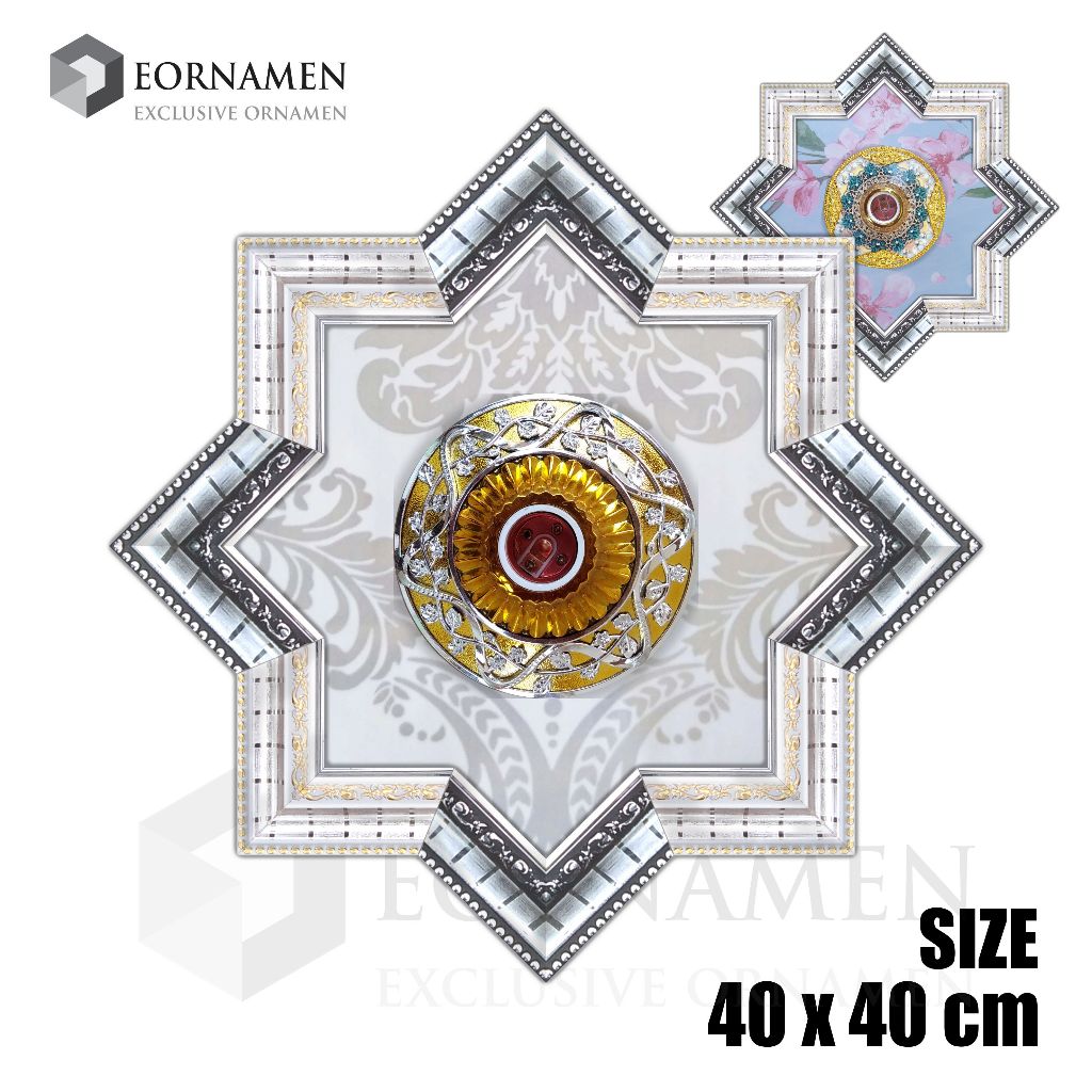Jual fitting ornamen lampu plafon hias pvc gypsum ukuran 40 x 40 cm ...