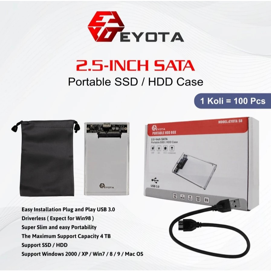Jual Casing HDD Hardisk Eksternal EYOTA 2.5 USB 3.0 Transparan external case | Shopee Indonesia