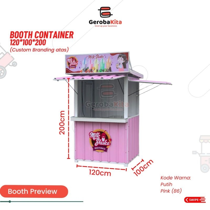 Jual booth kontainer ukuran 150x100x200cm custom branding atas | Shopee ...