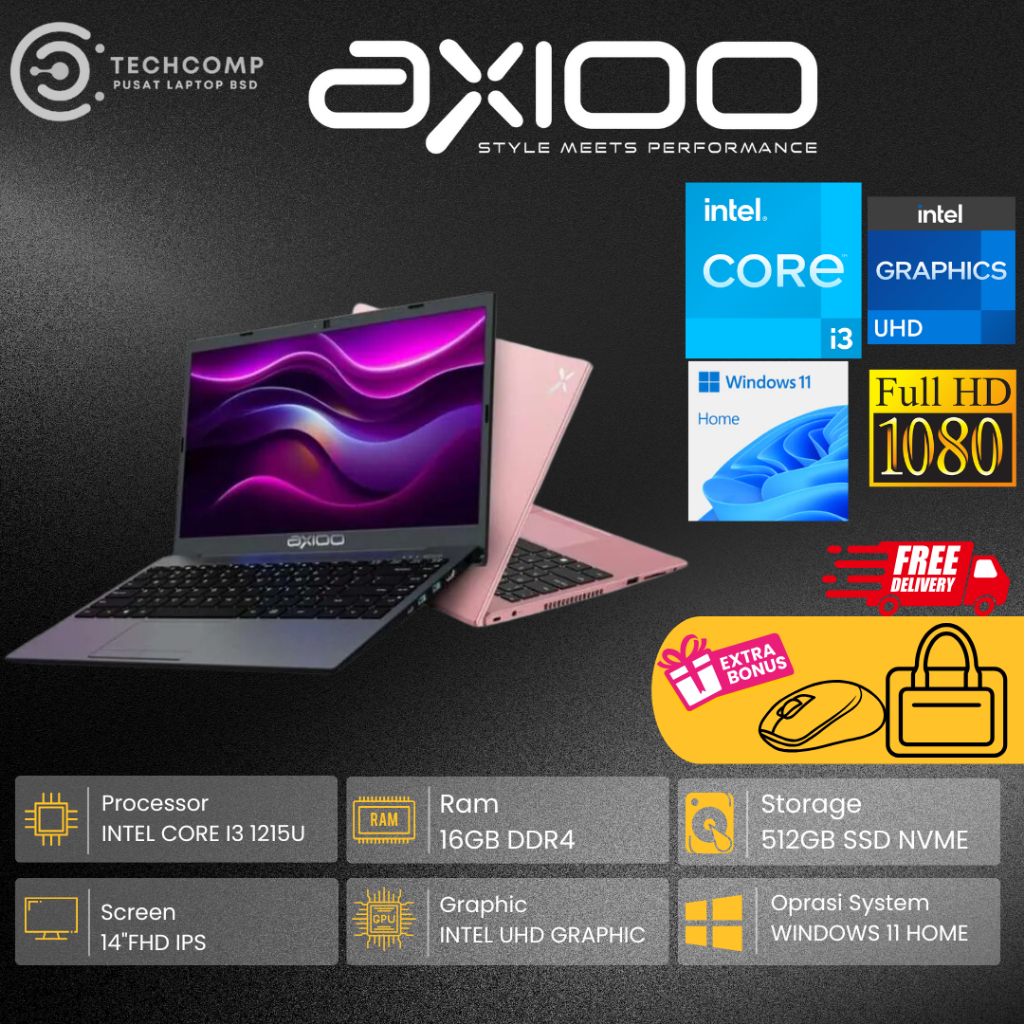 Jual Laptop terbaru Axioo MYBOOK Z6 Intel Core I3 1215U GEN12 Ram 16gb SSd 512gb Fhd Ips ...