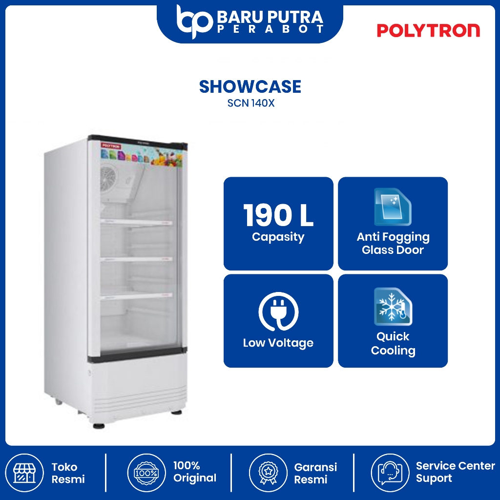 Jual Showcase POLYTRON SCN-140X Kapasitas 140 Liter 3 Rak Lemari ...