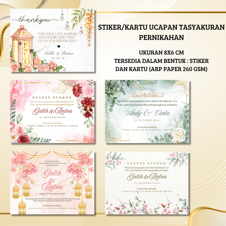 Jual Stiker/Kartu Ucapan Tasyakuran Pernikahan untuk nasi box/souvenir ...