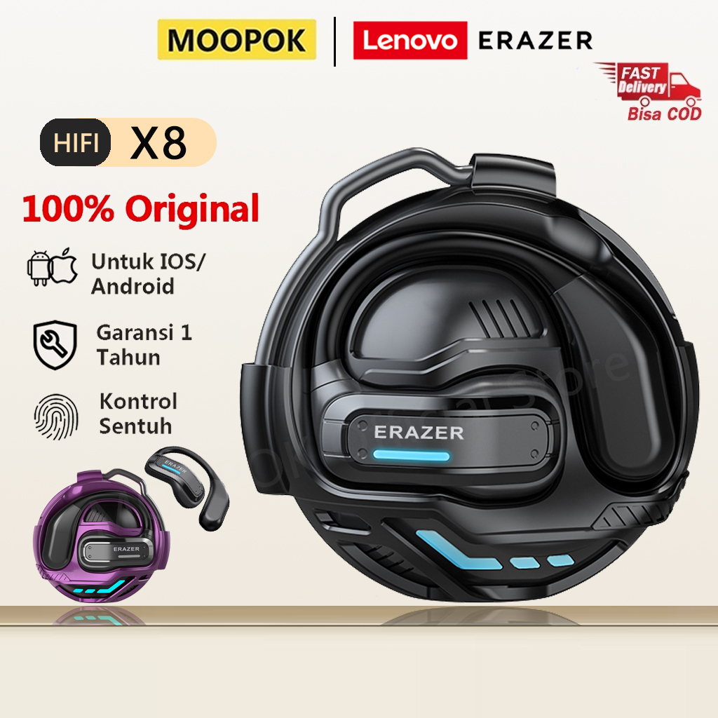 Jual MOOPOK X Lenovo ERAZER X8 Open Wireless AI Headphones Bluetooth v5 ...