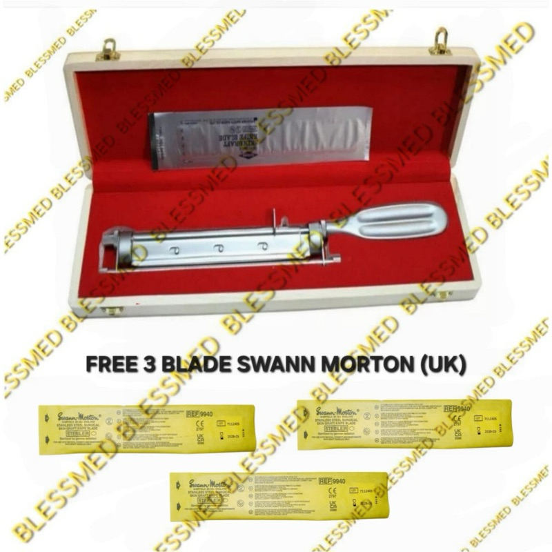 Jual Humby Dermatomes Skin Graft Handle 32cm (3 hole) + Knife Set ...