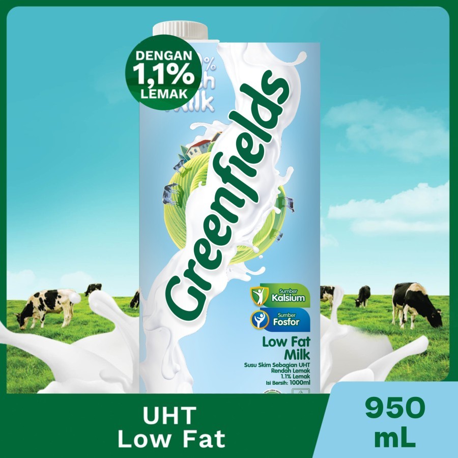 Jual Susu Greenfields UHT Low Fat 950ml | Shopee Indonesia