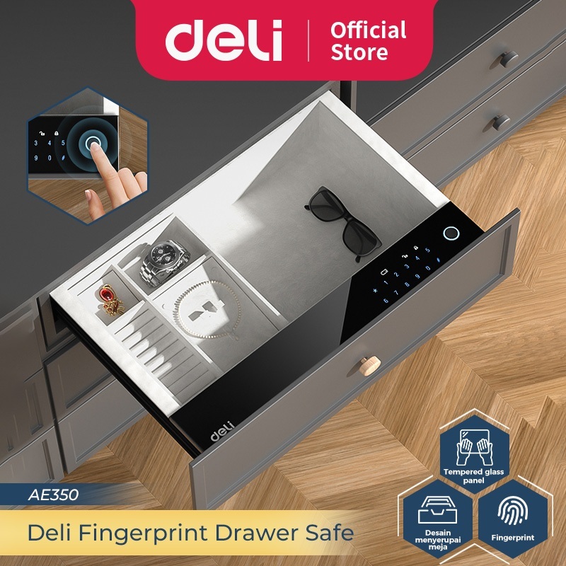 Jual Deli Brankas Laci / Fingerprint Drawer Safe / Cash Drawer Deposit ...