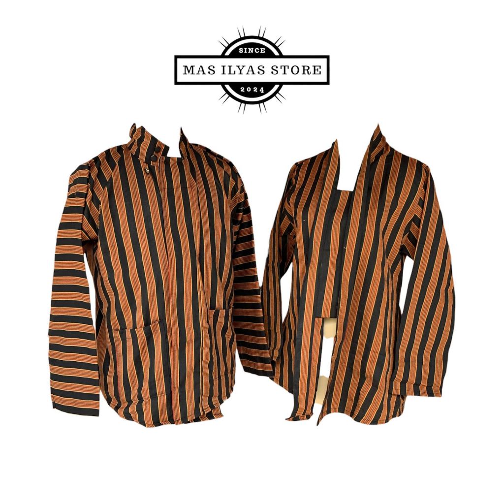 Jual Surjan Lurik Coklat Hitam Pria Dewasa/Kebaya Lurik Coklat Hitam Wanita Dewasa/Baju Adat ...
