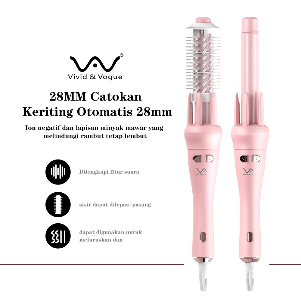 Jual Vivid&Vogue Catokan Curly Rambut GEN3 Otomatis Tahan Lama 28MM 2in1 | Shopee Indonesia