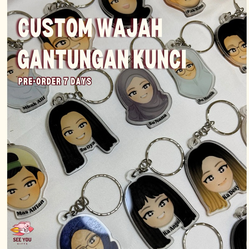 Jual SEEYOUGIFTS | Custom Wajah Gantungan Kunci Akrilik (TANPA ...