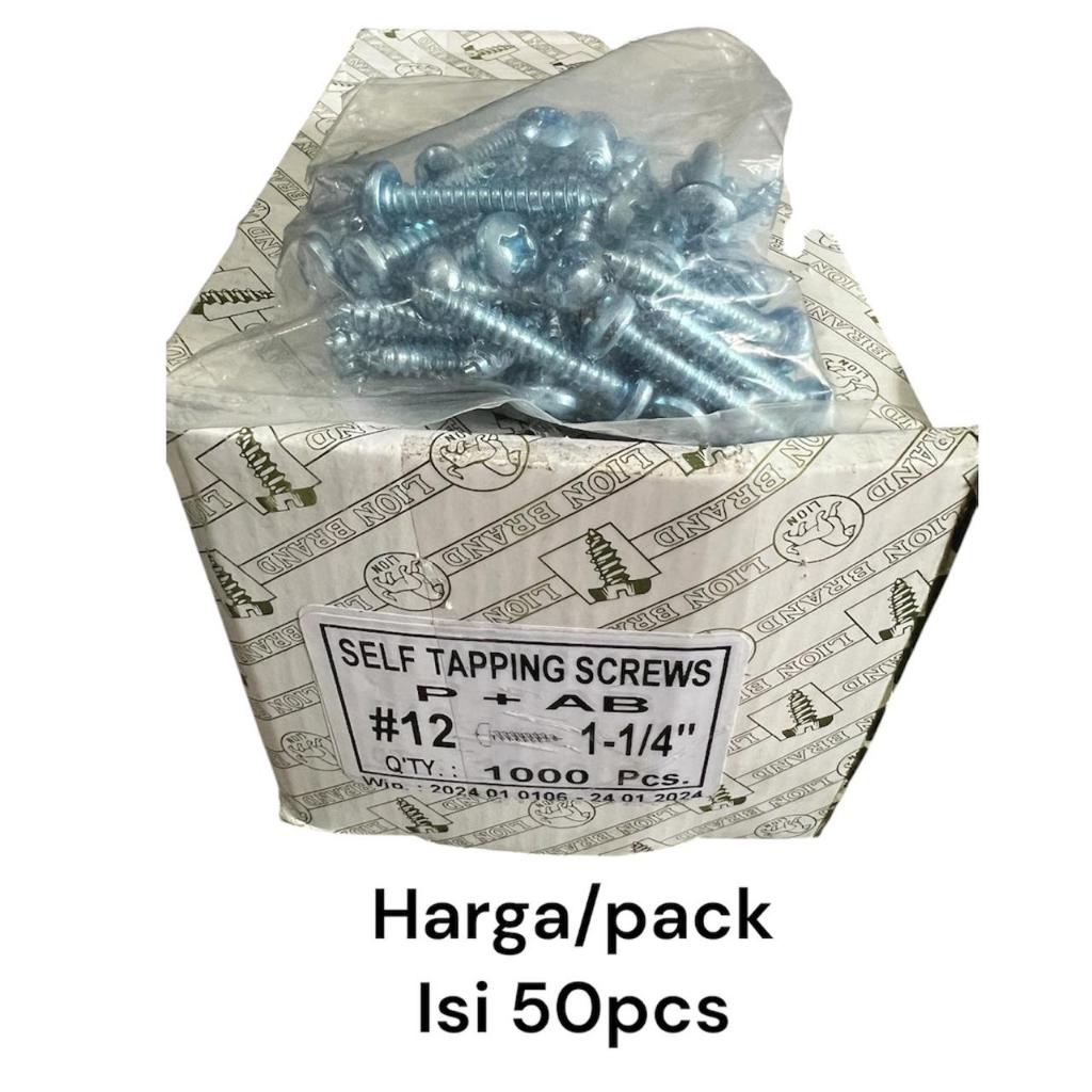 Jual 50pcs P+AB 12 x 11/4" ( panjang 3cm ) sekrup tapping lion brand ...
