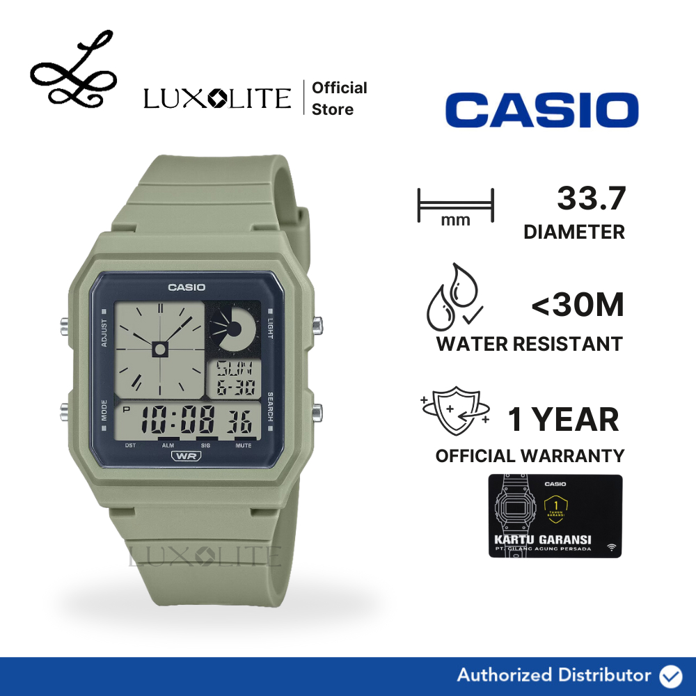 Jual [Luxolite] CASIO Jam Tangan Pria Digital LF-20W-3ADF/LF-20W-3A/LF-20W-3 Olive Resin Strap ...