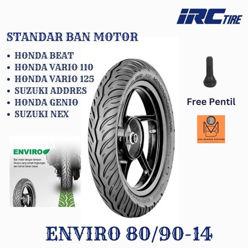 Jual Ban Depan Motor Matic IRC Enviro 80 90 Ring 14 Tubeless Free ...