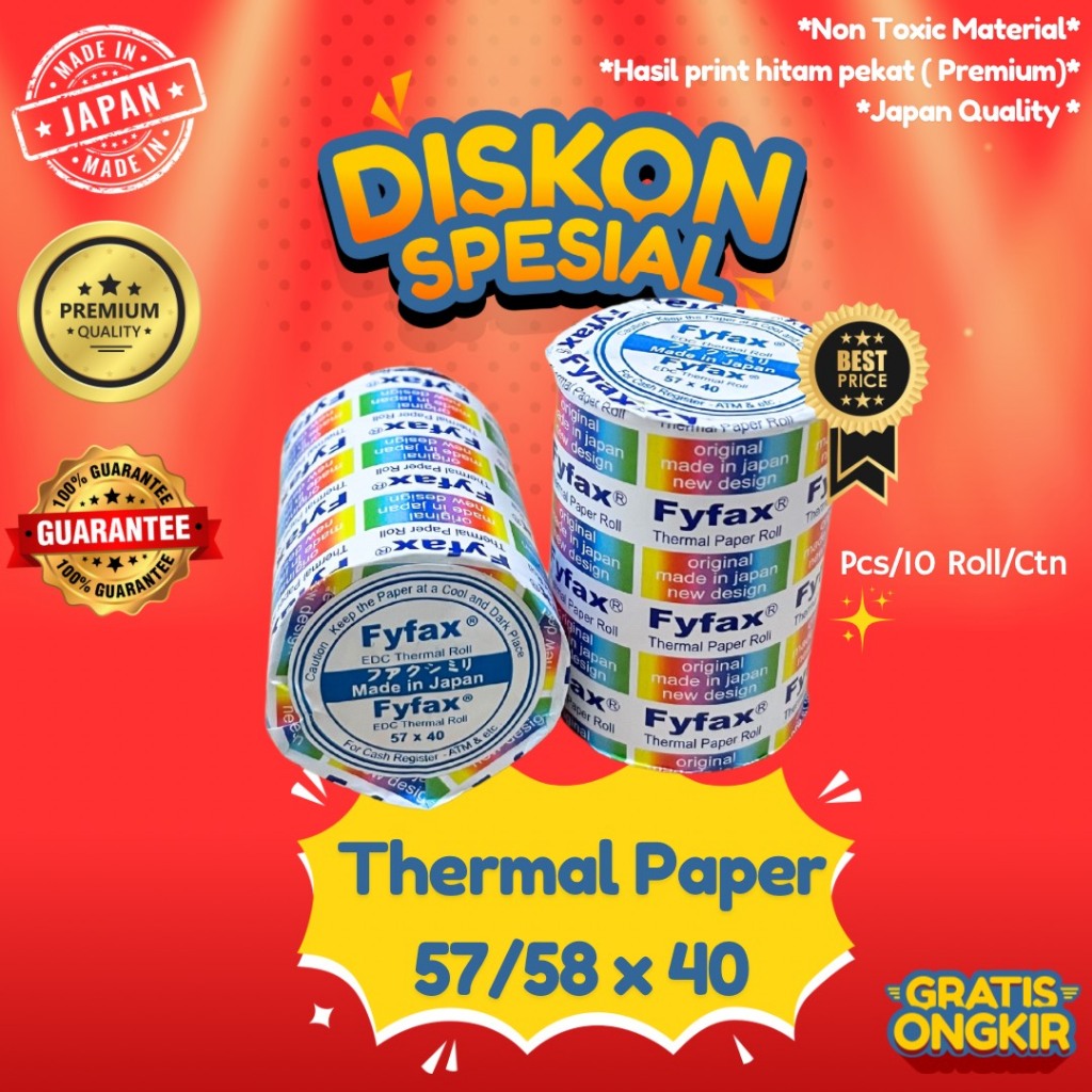 Jual Kertas Thermal 57/58x40 (Kertas Kasir) FyFax Japan Quality Harga ...